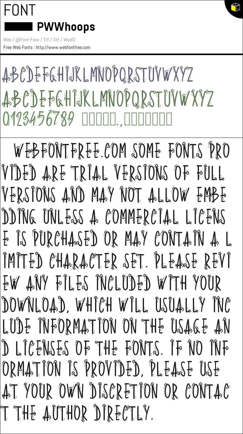 PWWhoops Fonts Downloads - WebFontFree.Com