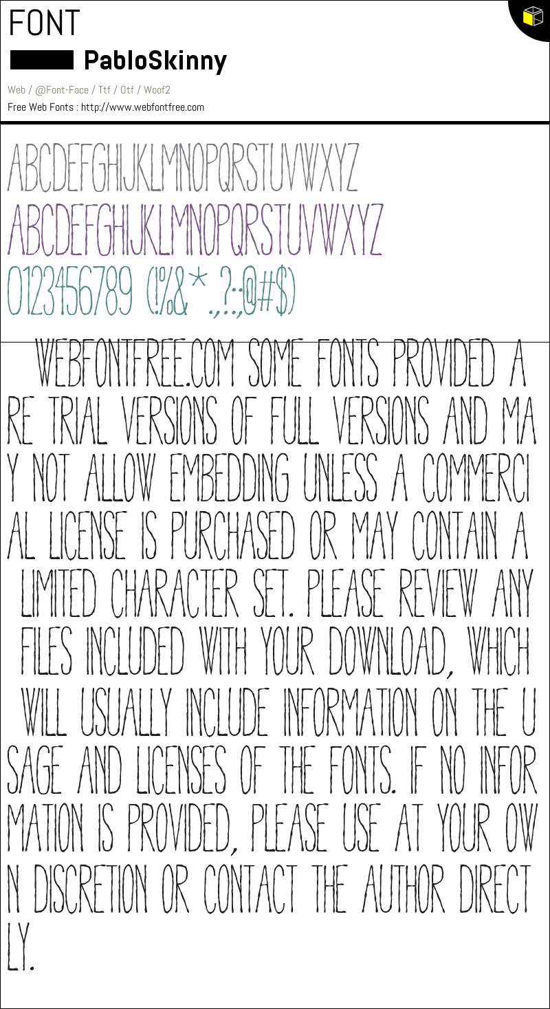 Pablo Skinny Fonts Downloads - WebFontFree.Com