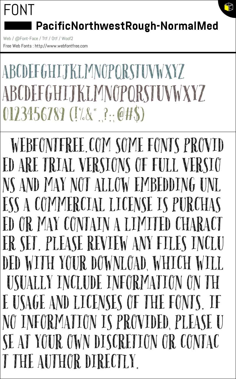 PacificNorthwestRough-NormalMed Fonts Downloads - WebFontFree.Com