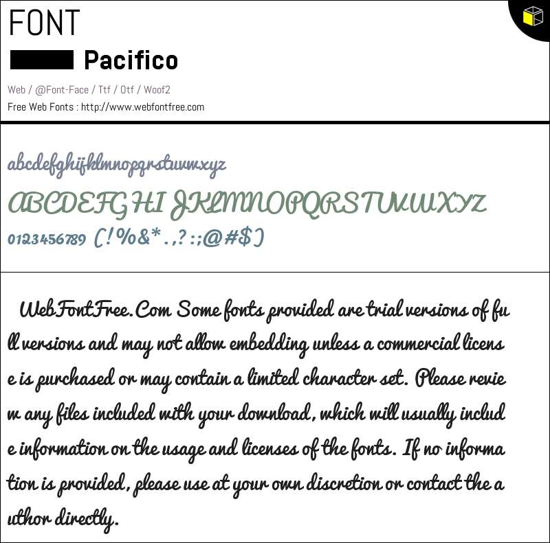 Pacifico 字体 下载 - WebFontFree.Com