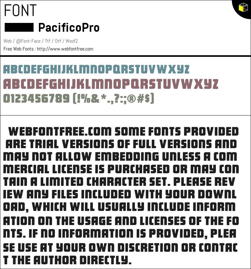 Pacifico Pro Fonts Downloads - WebFontFree.Com