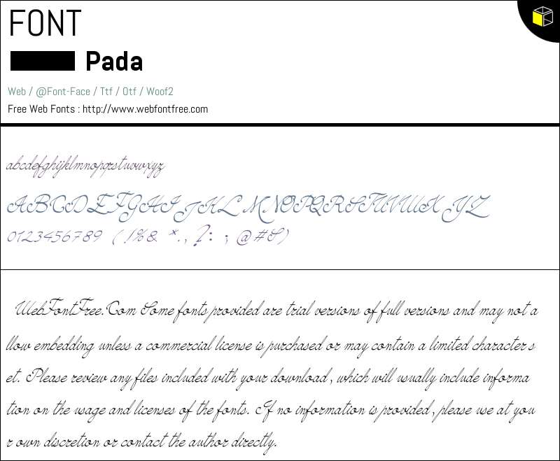 Pada Fonts Downloads - WebFontFree.Com