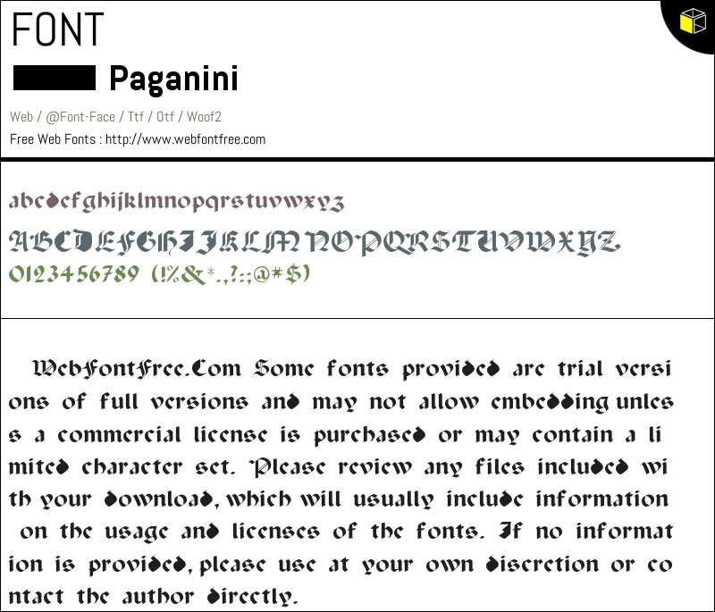 Paganini Fonts Downloads - WebFontFree.Com