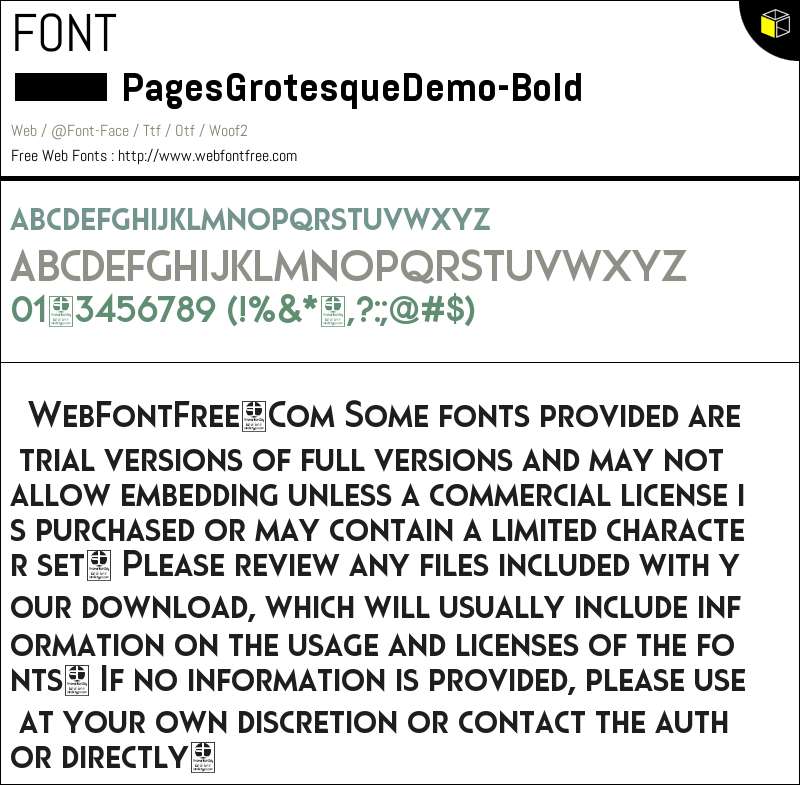 Pages Grotesque Demo Bold Fonts Downloads - WebFontFree.Com