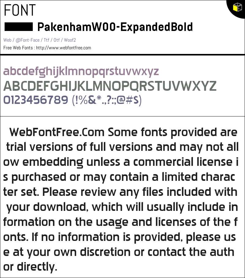 Pakenham W00 Expanded Bold Fonts Downloads - WebFontFree.Com
