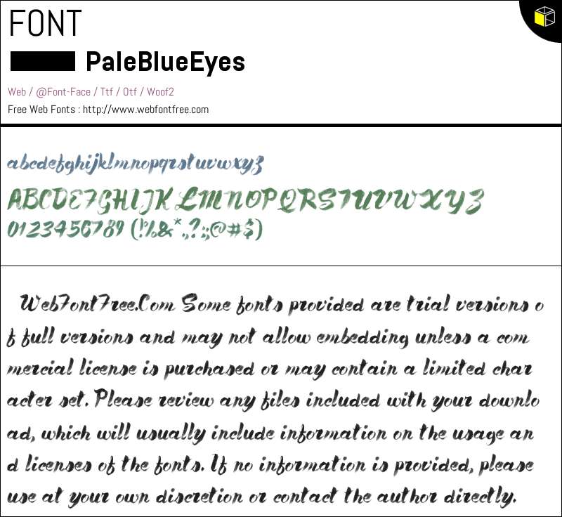 Pale Blue Eyes Fonts Downloads - WebFontFree.Com