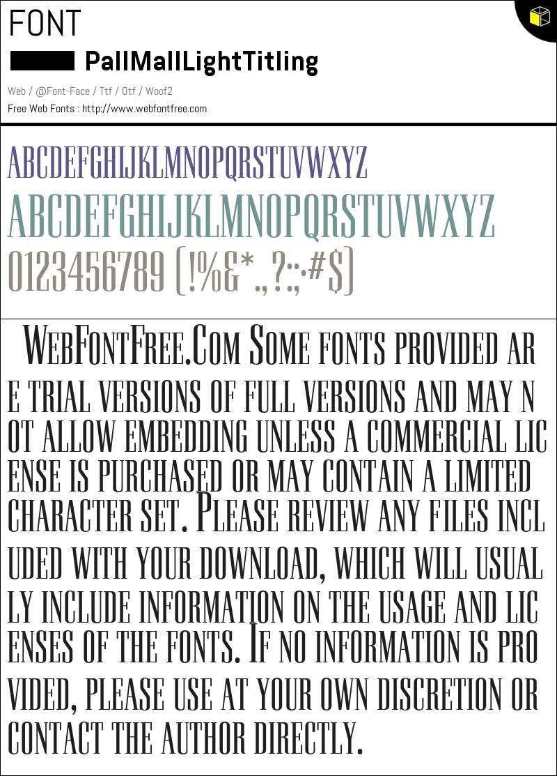 PallMallLightTitling Fonts Downloads - WebFontFree.Com