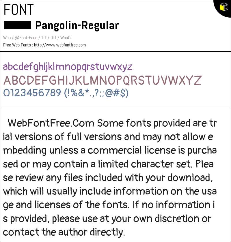 Pangolin Regular Fonts Downloads - WebFontFree.Com