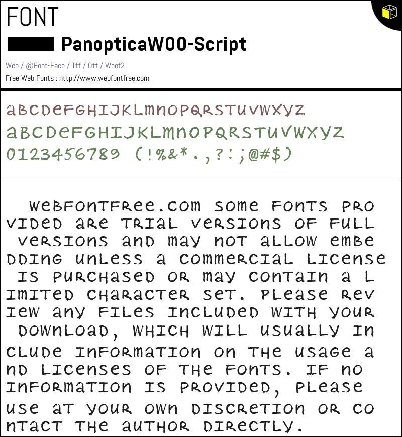 Panoptica W00 Script Fonts Downloads - WebFontFree.Com