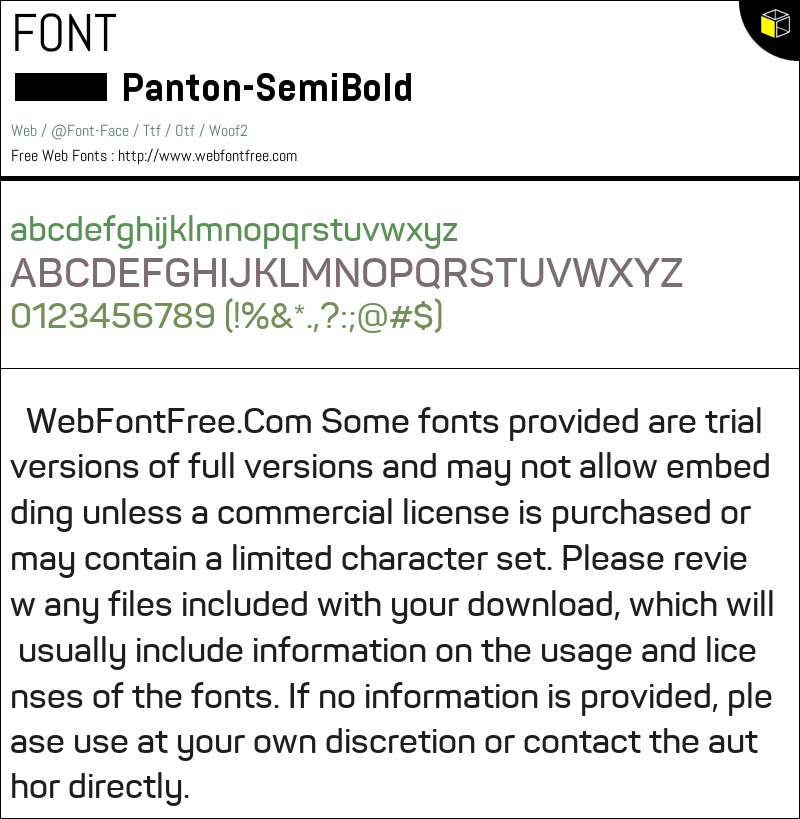 Panton SemiBold Regular 字体 下载 - WebFontFree.Com