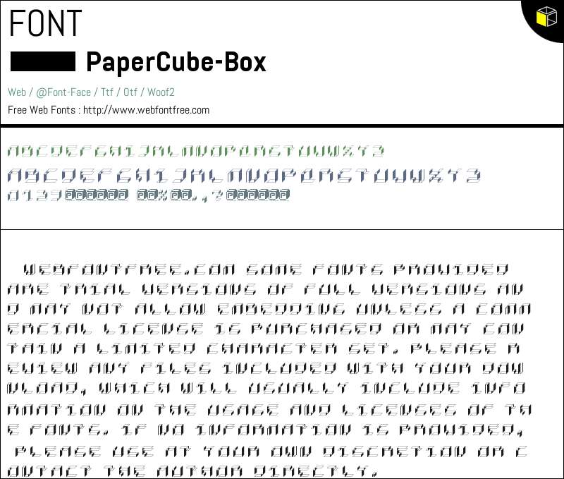 PaperCube-Box Fonts Downloads - WebFontFree.Com