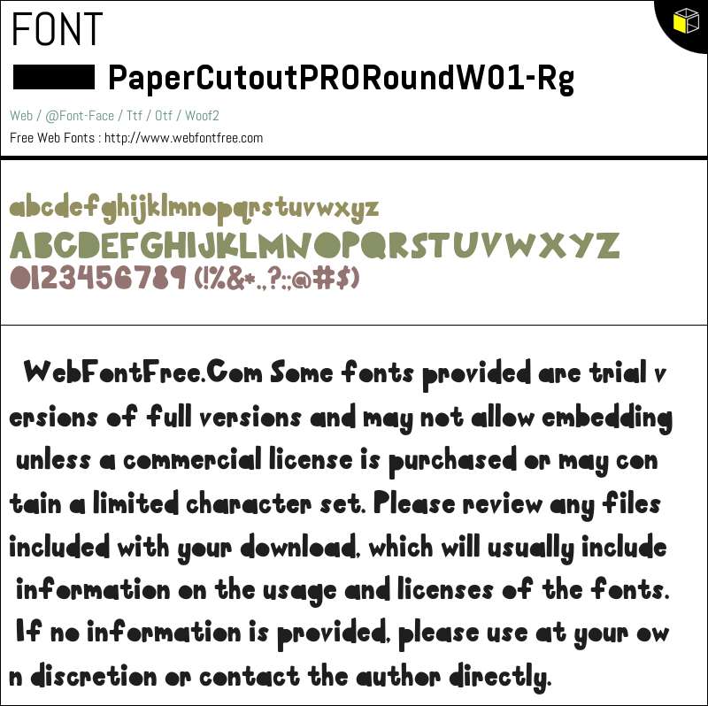 Paper Cutout PRO Round W01 Rg Fonts Downloads - WebFontFree.Com