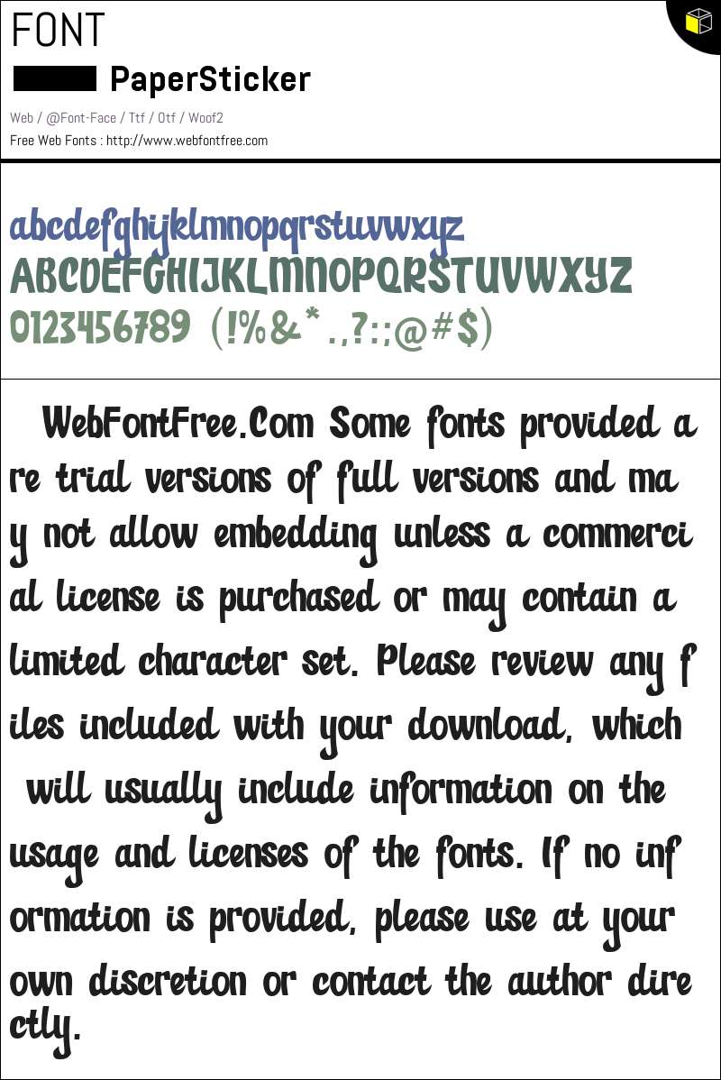 Paper Sticker Fonts Downloads - WebFontFree.Com
