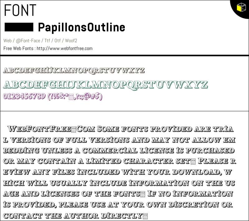 Papillons Outline Fonts Downloads - WebFontFree.Com