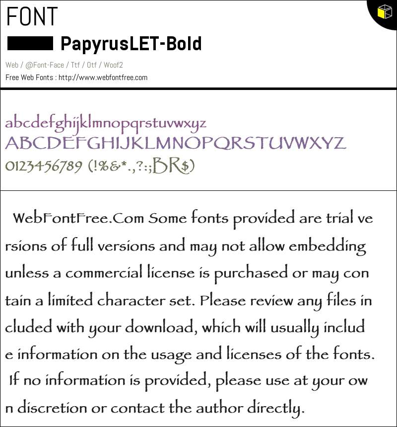 Papyrus LET Bold Fonts Downloads - WebFontFree.Com