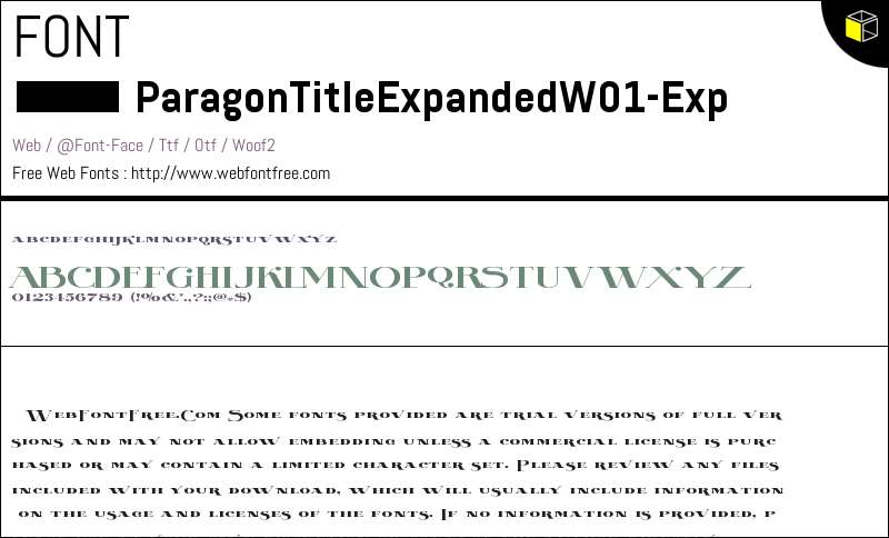 Paragon Title Expanded W01 Exp Fonts Downloads - WebFontFree.Com