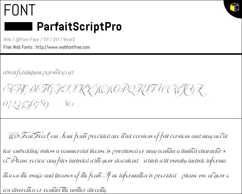 ParfaitScriptPro Fonts Downloads - WebFontFree.Com