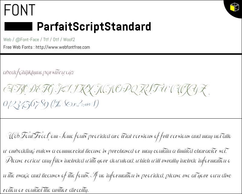 ParfaitScriptStandard Fonts Downloads - WebFontFree.Com