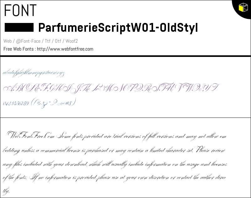 Parfumerie Script W01 Old Style Fonts Downloads - WebFontFree.Com