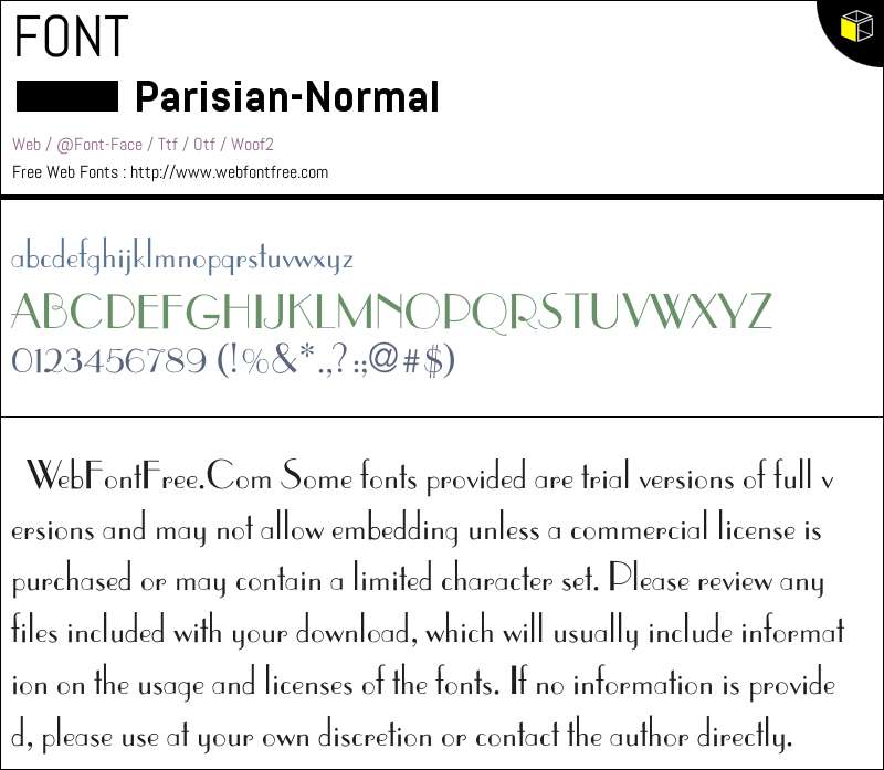 Parisian-Normal Fonts Downloads - WebFontFree.Com