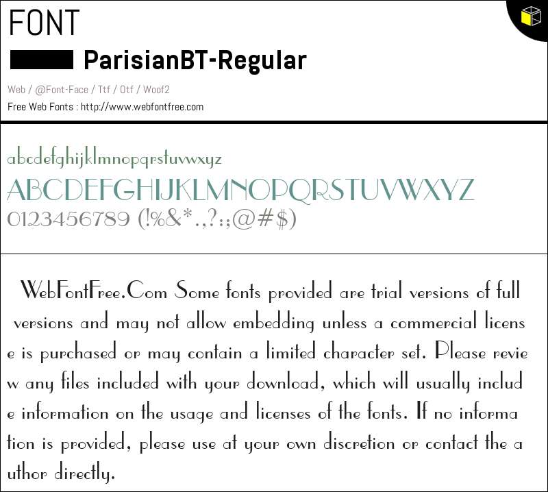 Parisian BT Fonts Downloads - WebFontFree.Com