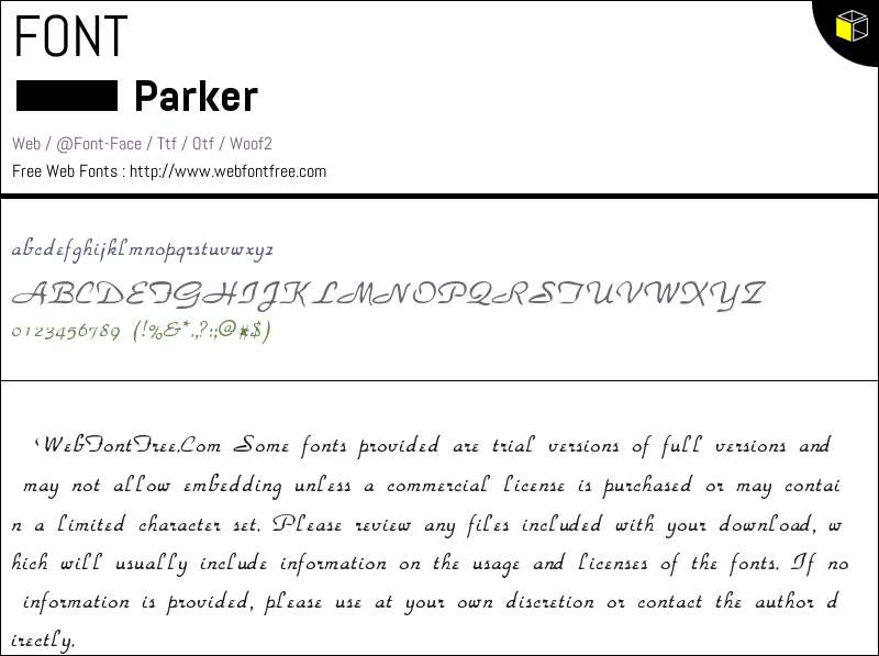 Parker Fonts Downloads - WebFontFree.Com
