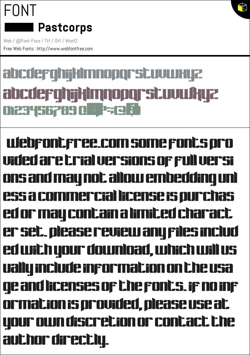 Pastcorps Regular Fonts Downloads - WebFontFree.Com