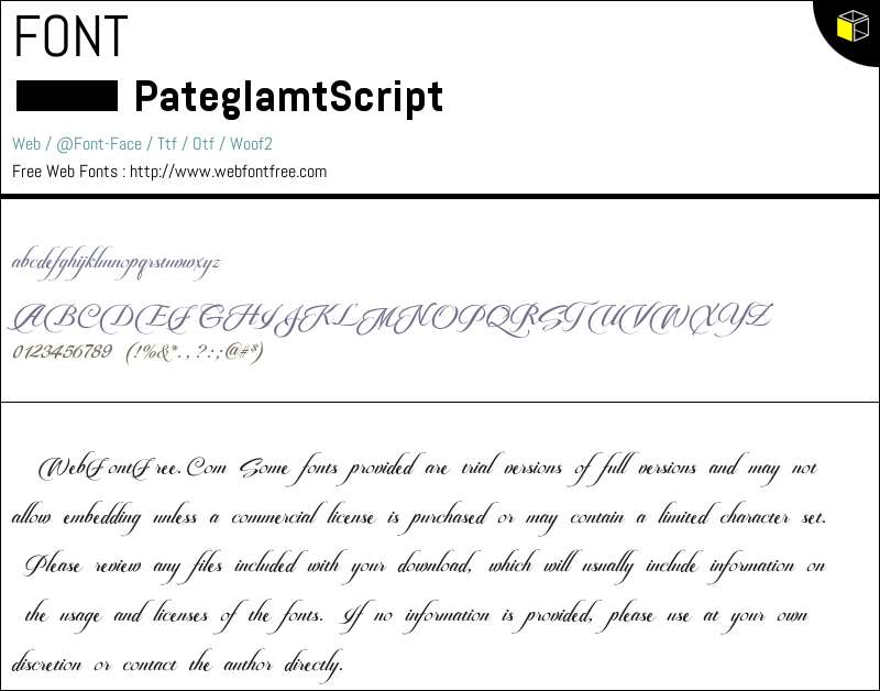 Pateglamt Script Fonts Downloads - WebFontFree.Com