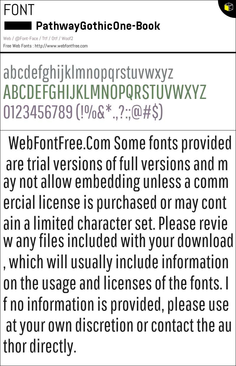 Pathway Gothic One Regular Fonts Downloads - WebFontFree.Com