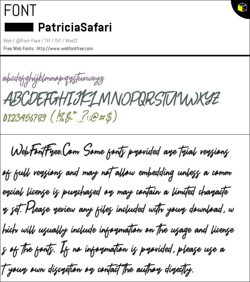 Patricia Safari Fonts Downloads - WebFontFree.Com