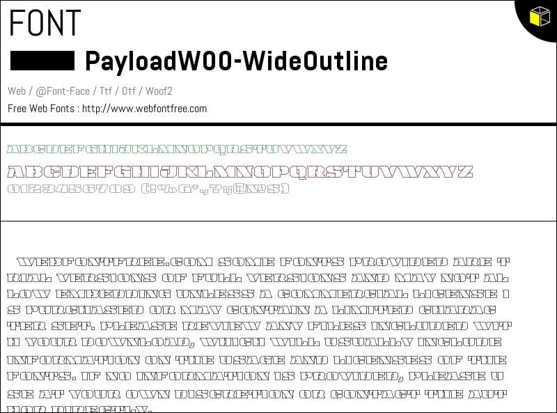 Payload W00 Wide Outline Fonts Downloads - WebFontFree.Com