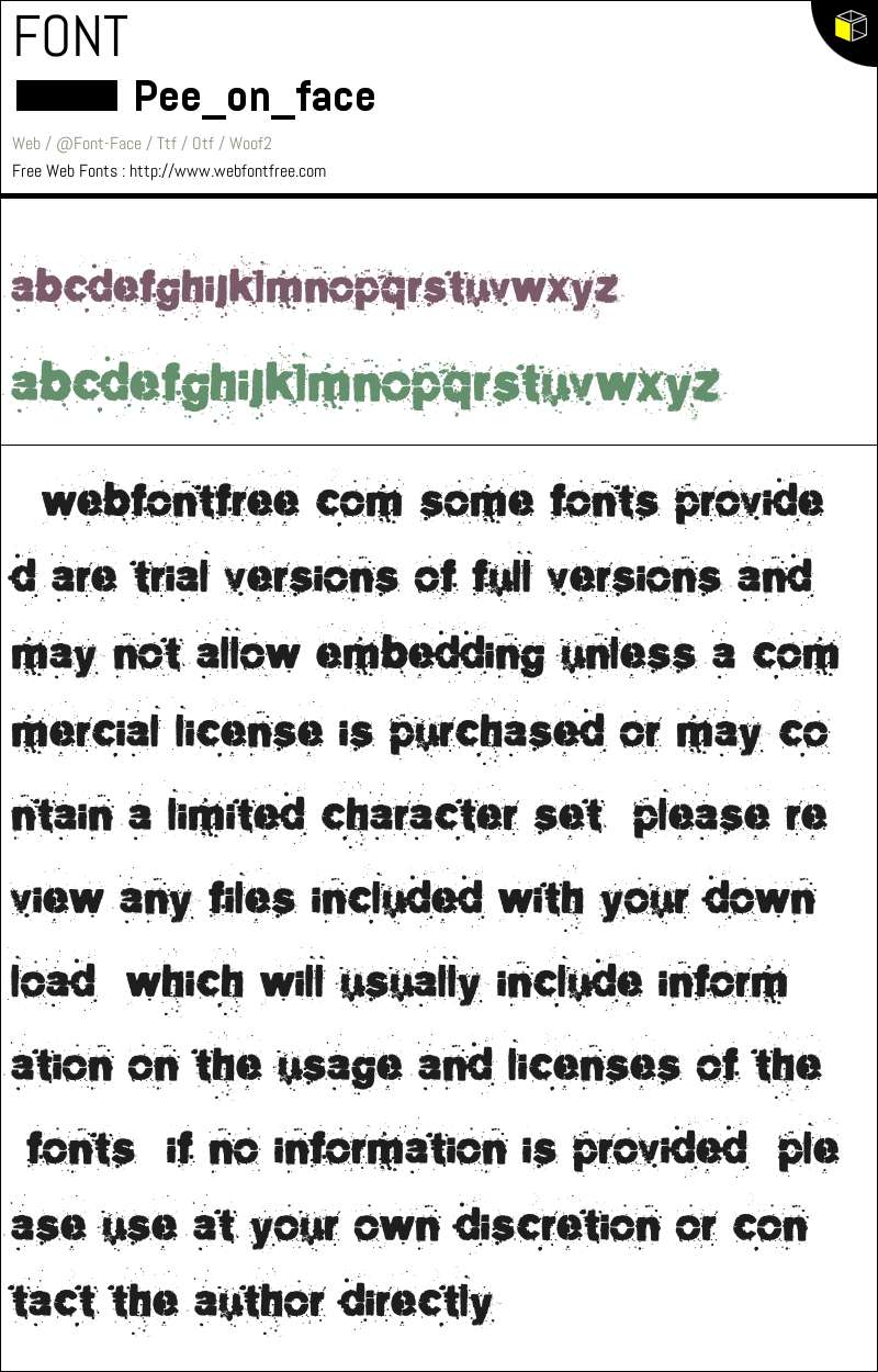 Pee_on_face Fonts Downloads - WebFontFree.Com