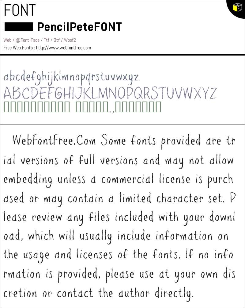 pencilPete FONT Fonts Downloads - WebFontFree.Com