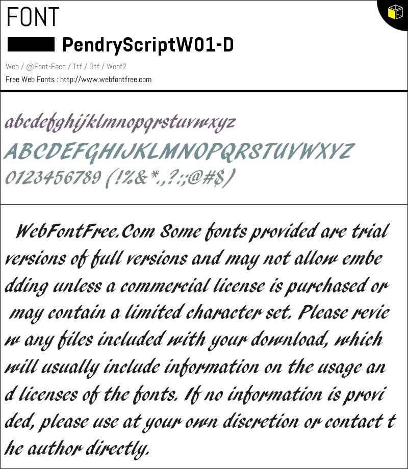 Pendry Script W01 D Fonts Downloads - WebFontFree.Com