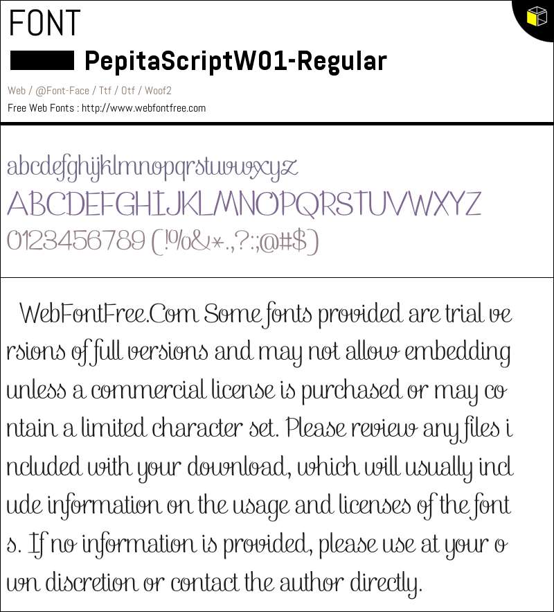 Pepita Script W01 Regular Fonts Downloads - WebFontFree.Com