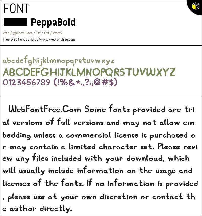 Peppa Bold Fonts Downloads - WebFontFree.Com