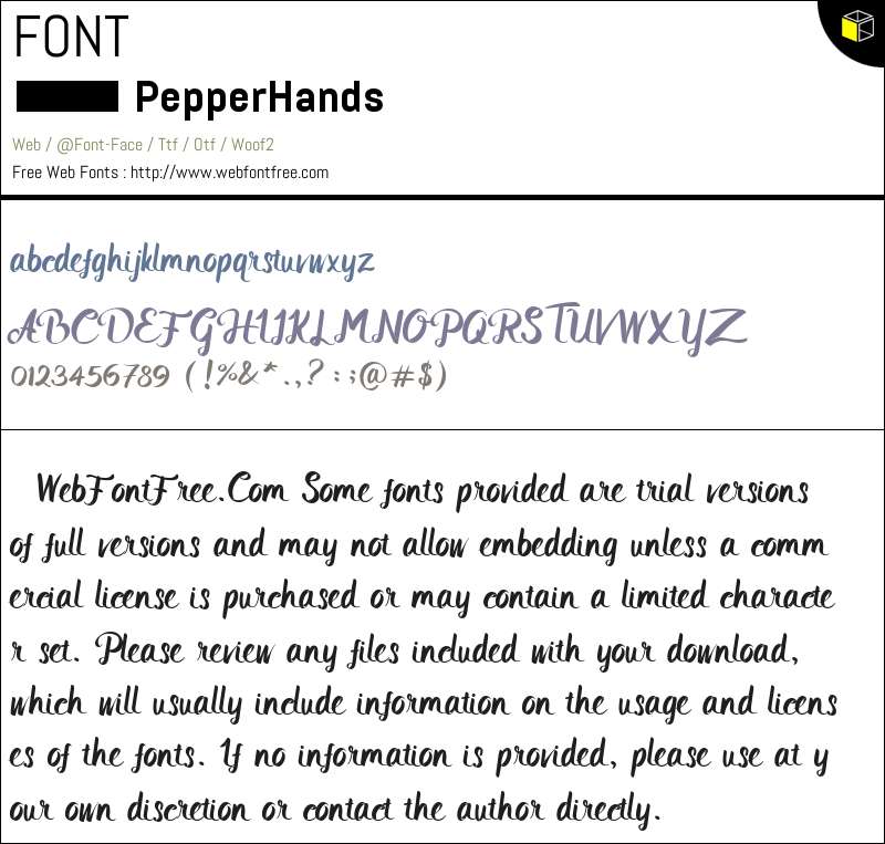 Pepper Hands Fonts Downloads - WebFontFree.Com