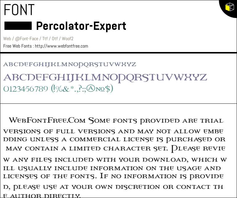 Percolator-Expert Fonts Downloads - WebFontFree.Com