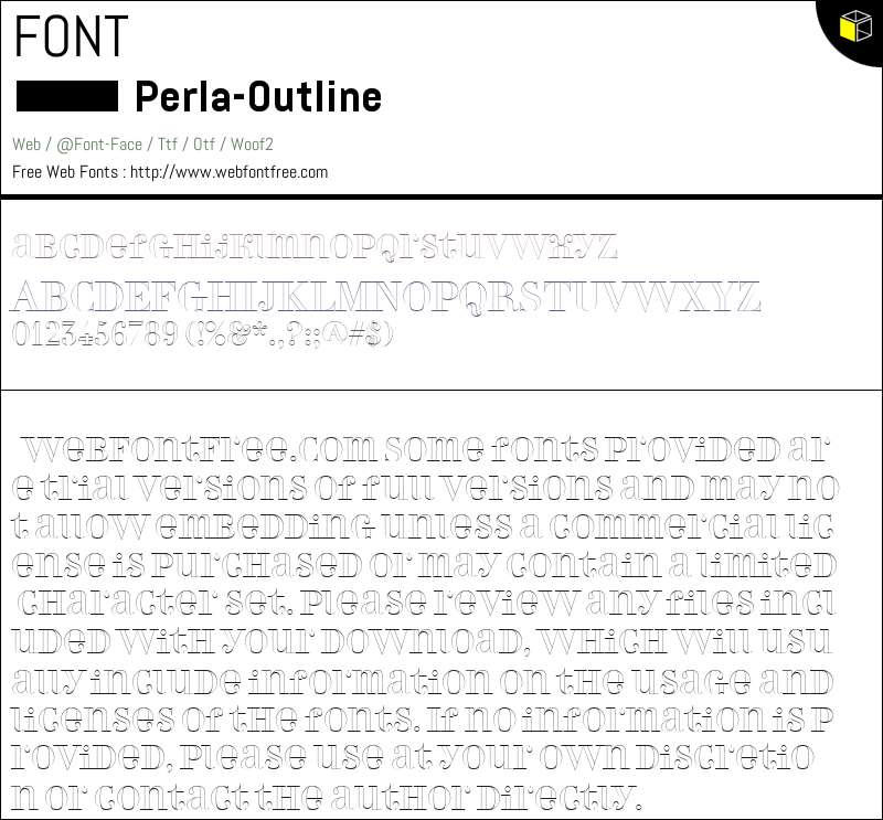Perla-Outline Fonts Downloads - WebFontFree.Com