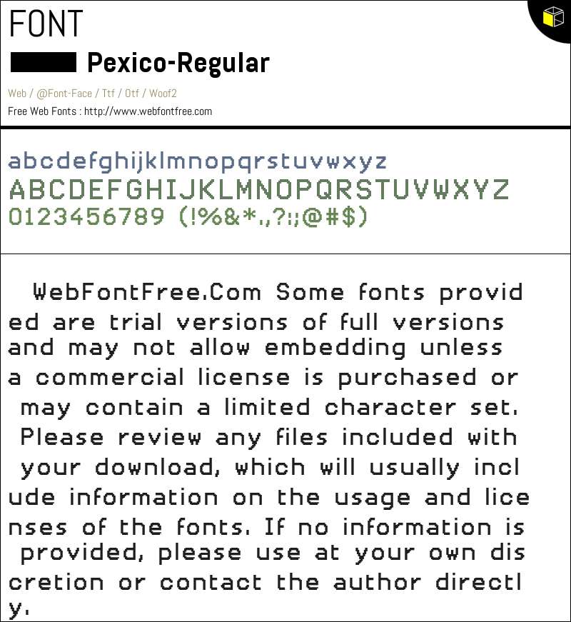 Pexico-Regular Fonts Downloads - WebFontFree.Com