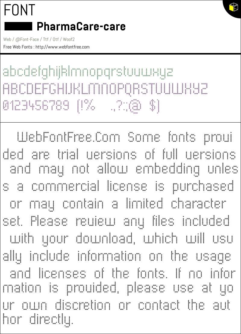 PharmaCare care Fonts Downloads - WebFontFree.Com
