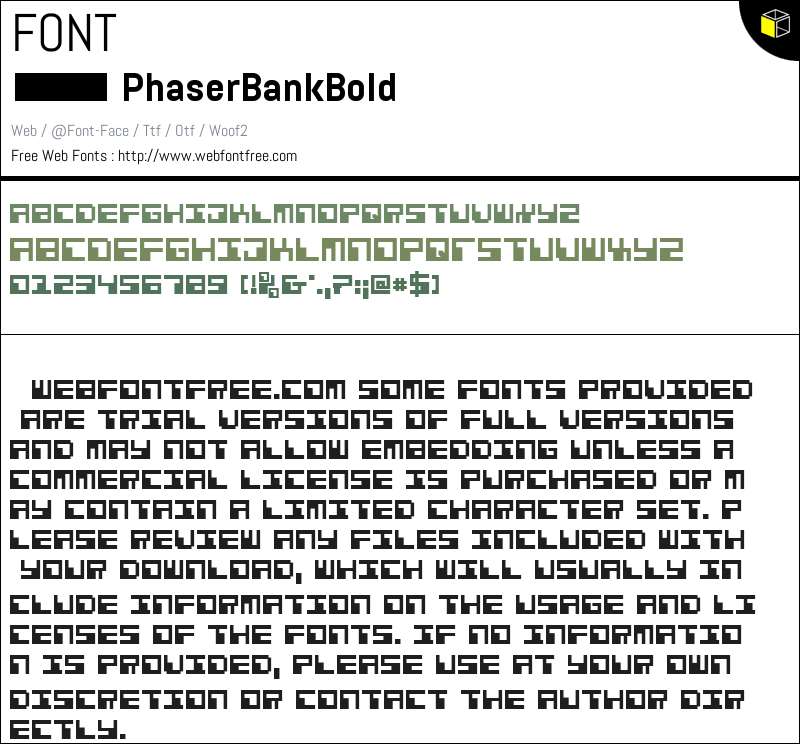 Phaser Bank Bold Fonts Downloads - WebFontFree.Com