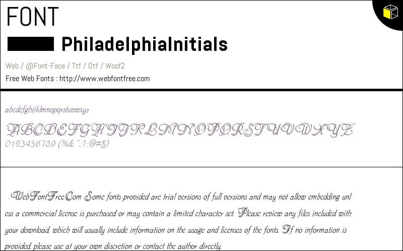 Philadelphia-Initials-Regular Fonts Downloads - WebFontFree.Com