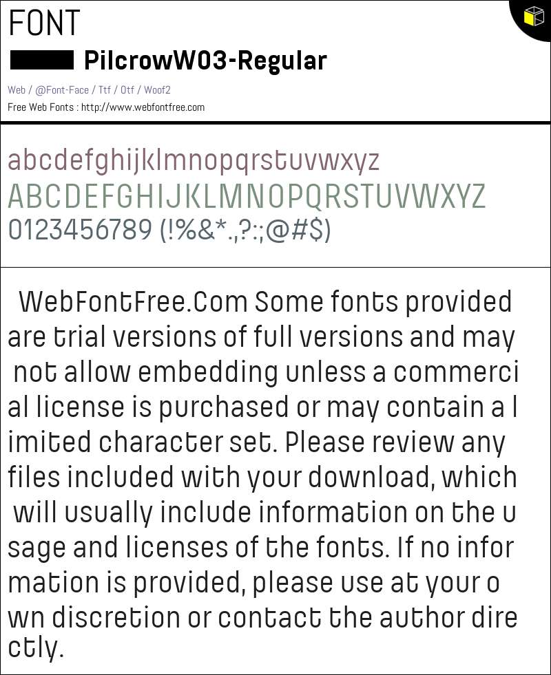 Pilcrow W03 Regular Fonts Downloads - WebFontFree.Com
