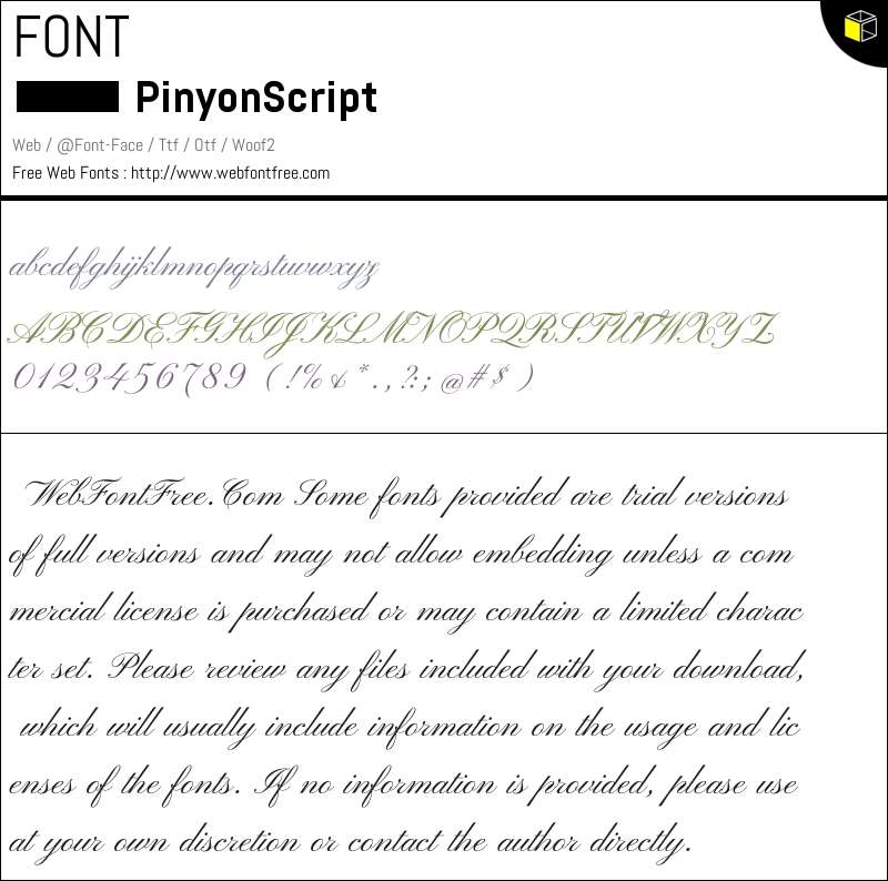 Pinyon Script 字体 下载 - WebFontFree.Com