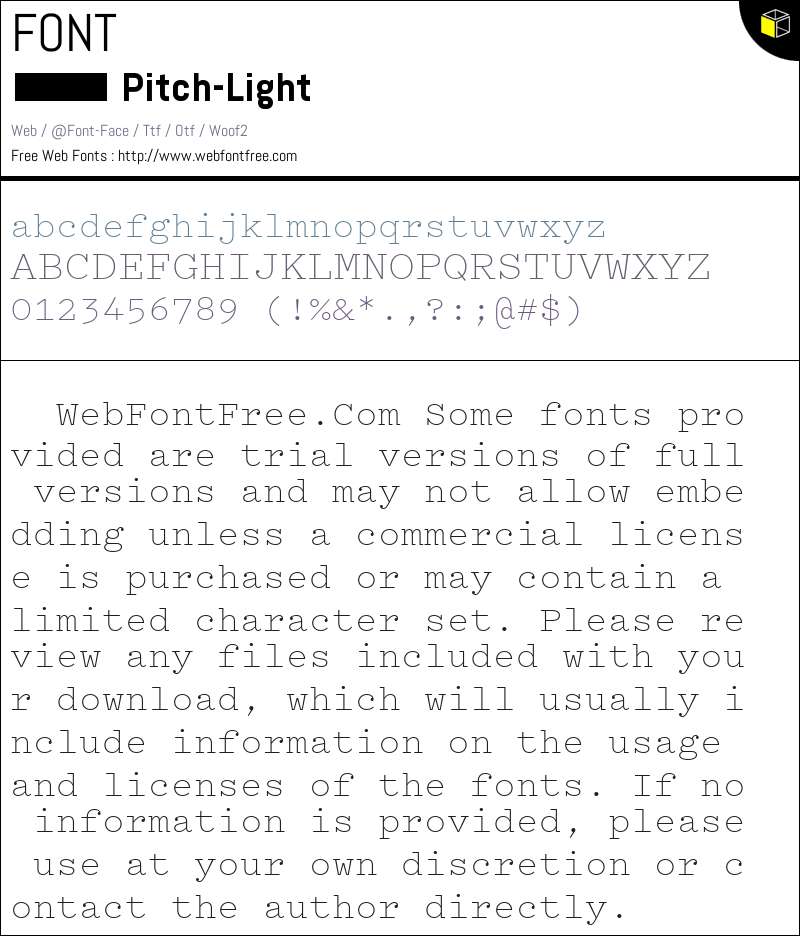 Pitch-Light Fonts Downloads - WebFontFree.Com