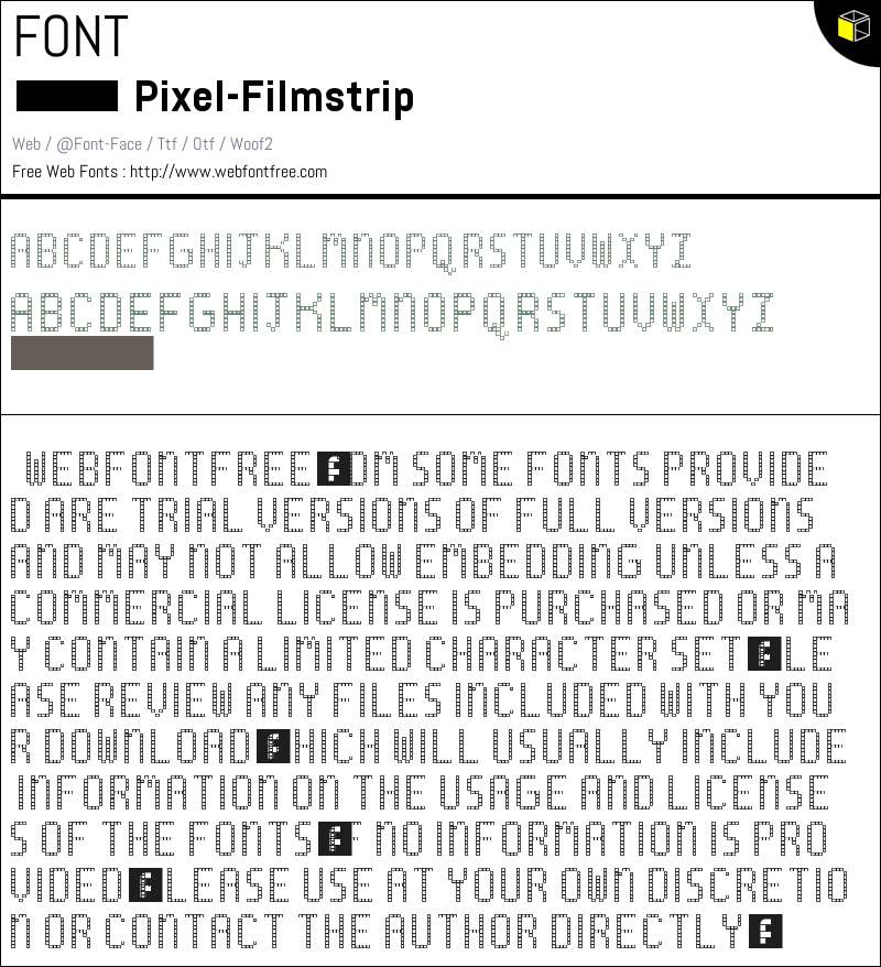 Pixel Filmstrip Regular Fonts Downloads - WebFontFree.Com