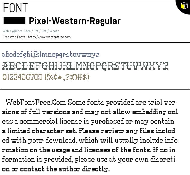 Pixel-Western Regular Fonts Downloads - WebFontFree.Com