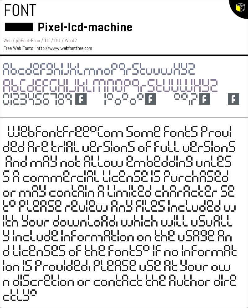 Pixel lcd machine Regular Fonts Downloads - WebFontFree.Com
