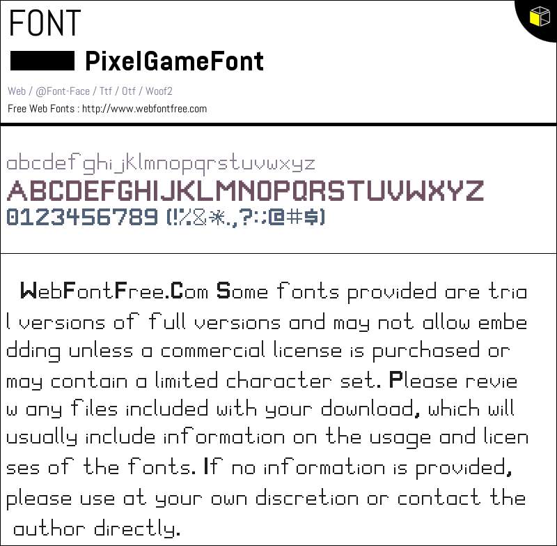 PixelGameFont Fonts Downloads - WebFontFree.Com